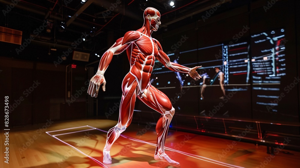Dynamic hologram shows human muscles in motion. Interactive features ...