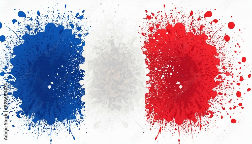 Colored powder explosion in the colors of the french flag on a white ...