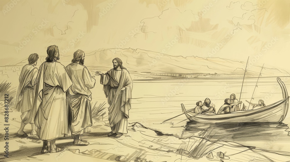 Jesus Calls Disciples by Sea of Galilee, 'Fishers of Men', Biblical ...