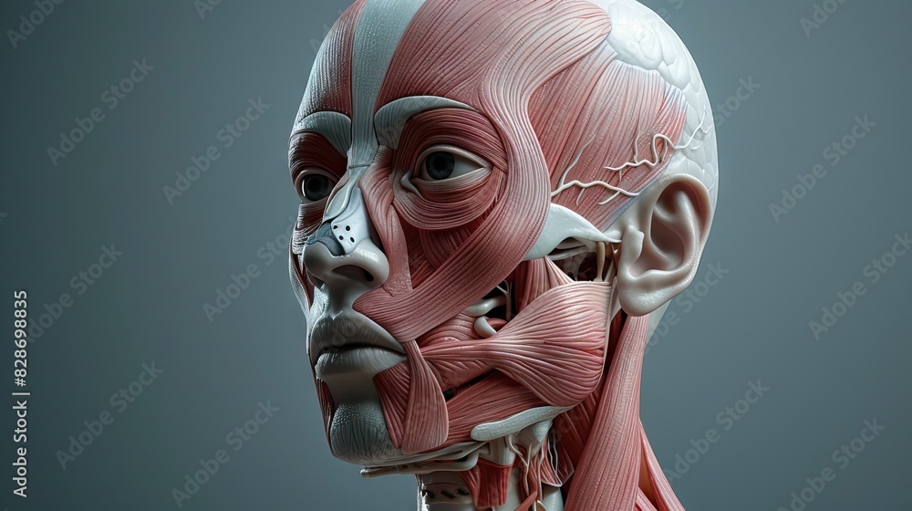 Human anatomy structure of head and trunk muscles and tendons Stock ...