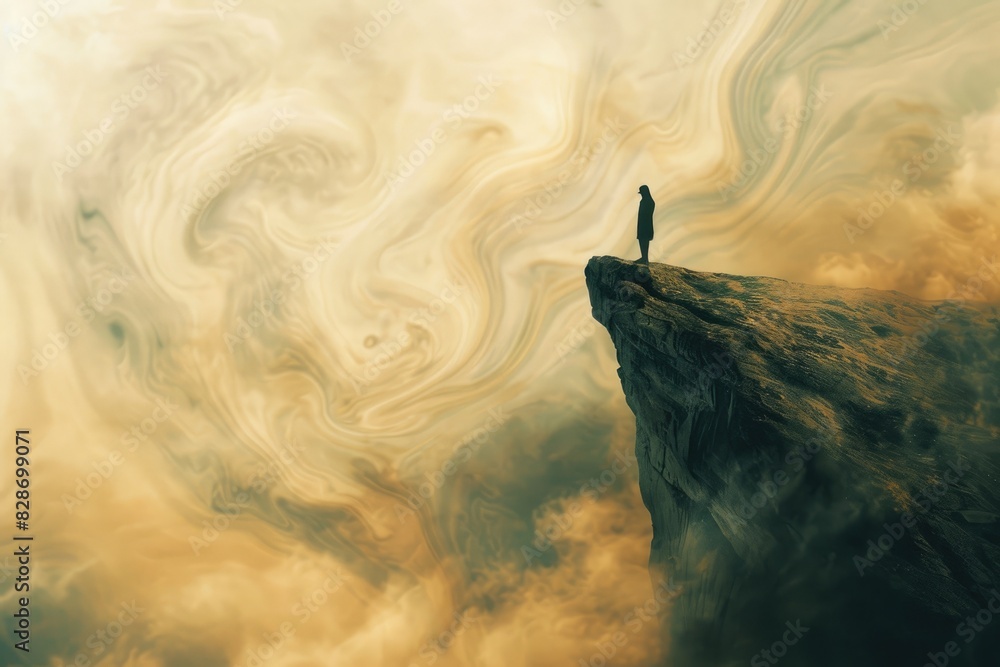 The essence of solitude depicted in minimalist art: a lone figure ...