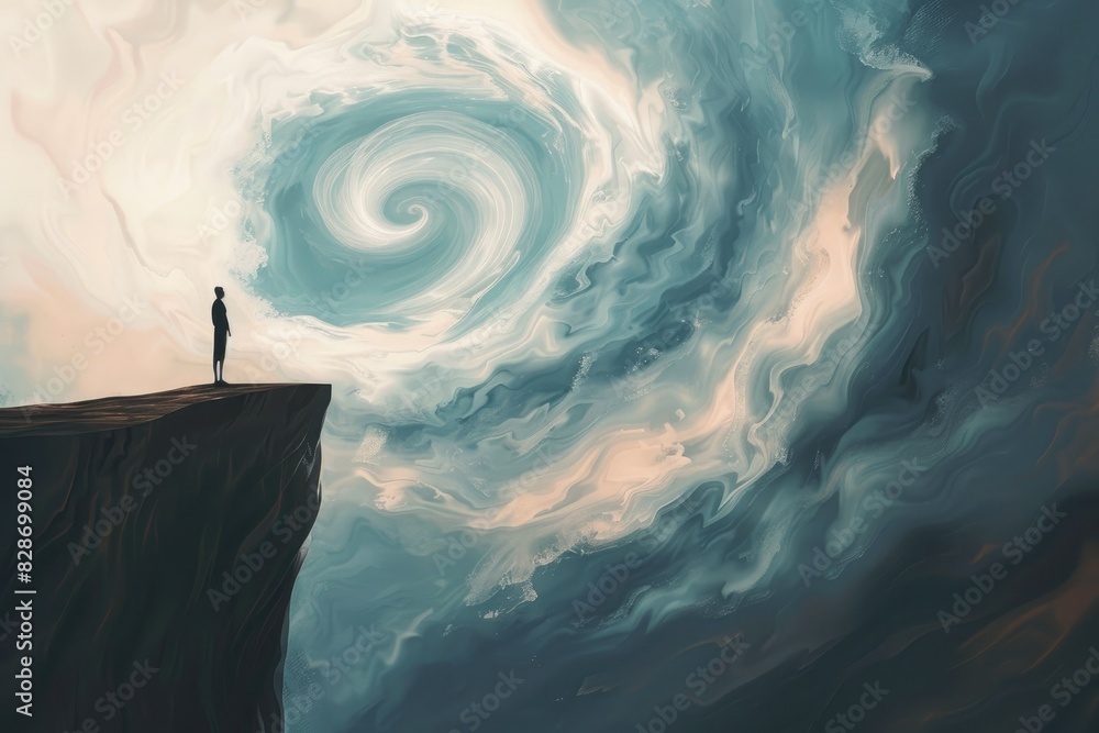 The essence of solitude depicted in minimalist art: a lone figure ...