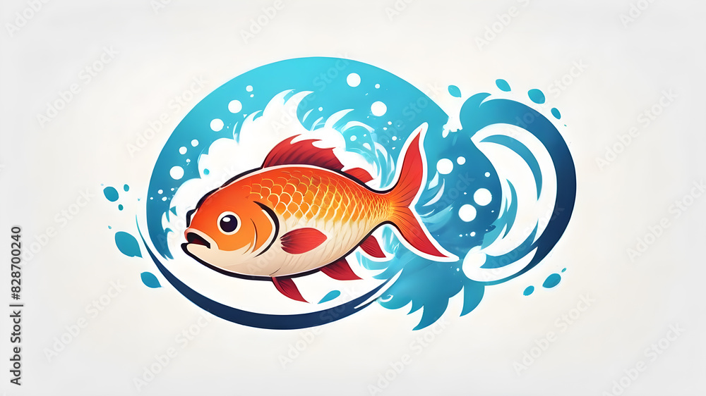 Colored fish themed logo icon symbol emblem, Generative AI Stock ...