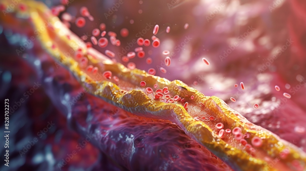 Imagine a detailed illustration of a blood vessel depicting fatty ...