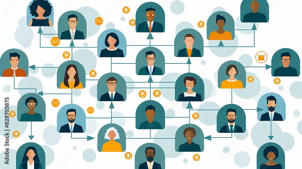 Visualize a flat design of an organizational chart Stock Illustration ...