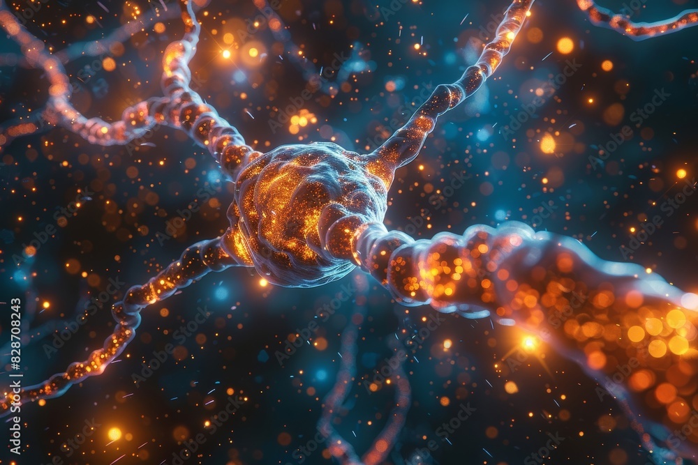 Visualizing the flow of electrical signals within a motor neuron by creating a 3D animation to ...