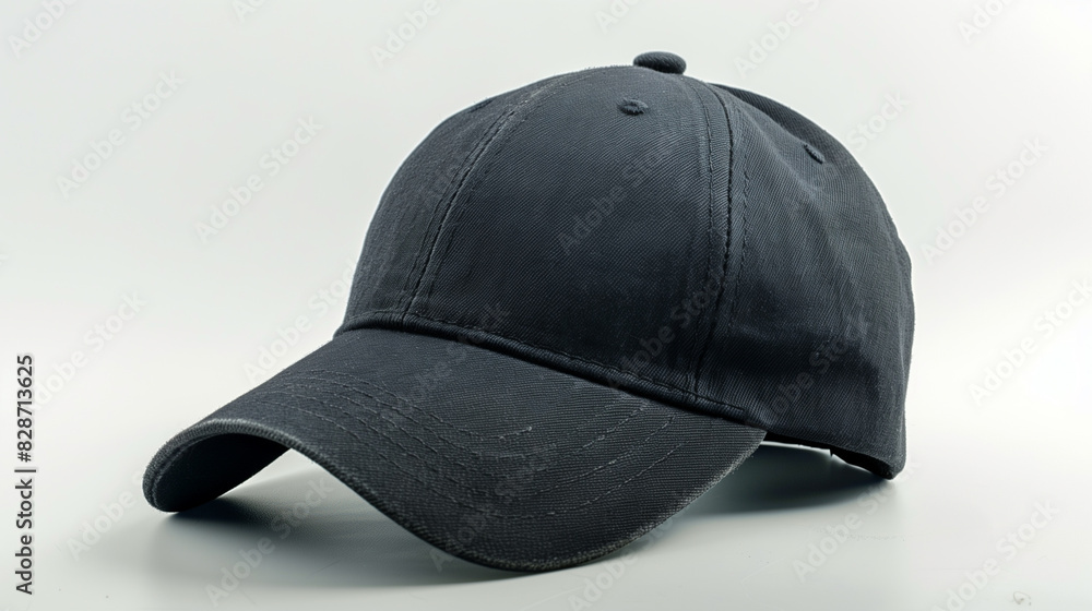 plain black baseball cap front view on a white background without logos ...