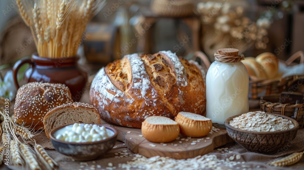 shavuot celebration, at shavuot, the table features wheat and dairy ...