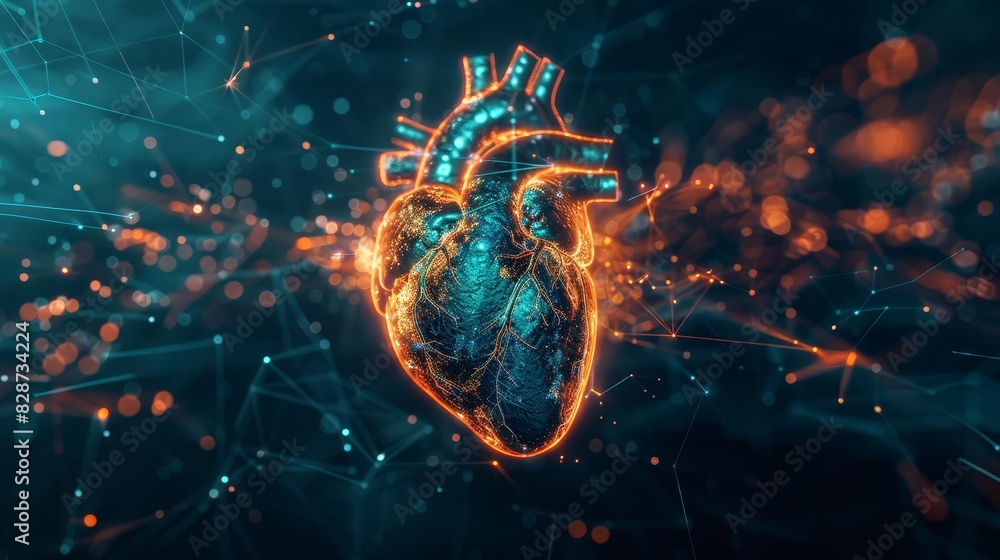 anatomically accurate depiction of a pulsating human heart with ...