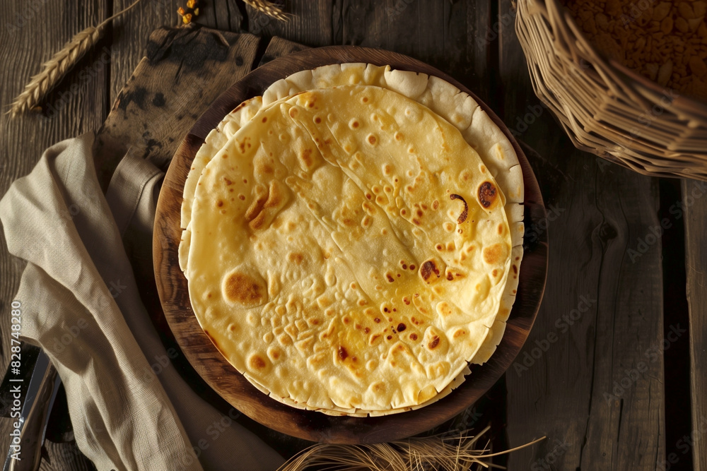 Indian chapati flatbread, top view Stock Photo | Adobe Stock