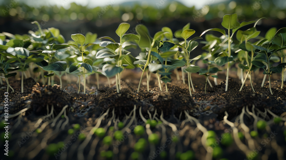 Medium Shot, Front view, plants growing in the land, close-up ...