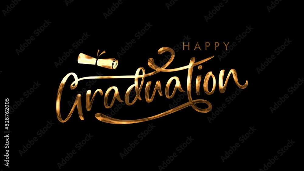 golden lettering happy graduation animated text effect, text animation ...