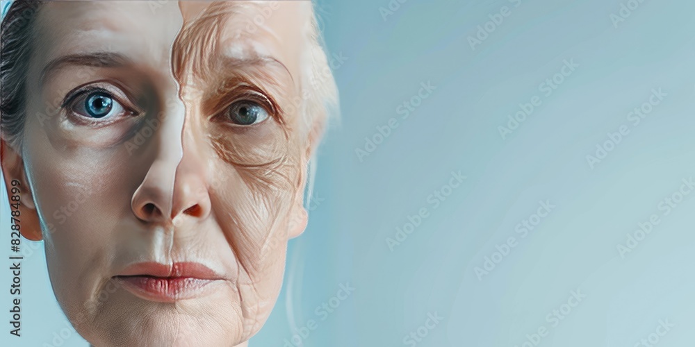 Comparison between old wrinkled skin and young smooth skin, close-up ... Comparison between old wrinkled skin and young smooth skin, close-up ...