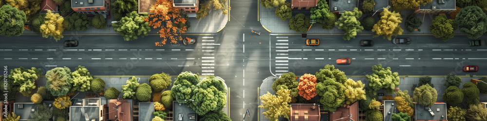 Photo & Art Print Bird's eye view of a linear grid city layout with a ...