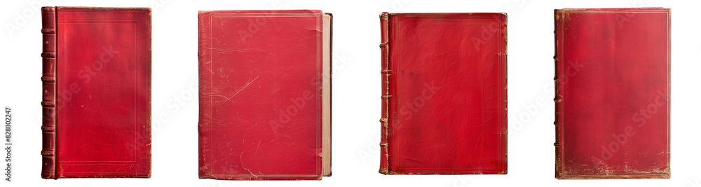Mockup of isolated books with blank red cover on a transparent ...