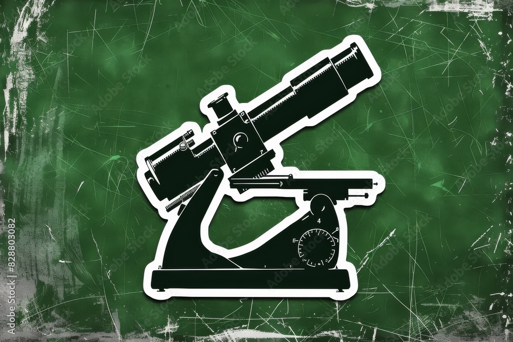 Detailed scientific illustration of a microscope in chalk on a ...