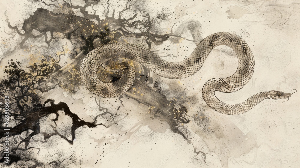 Ethereal Lunar Serpent - Elegant Chinese Ink Painting-Inspired 4K ...