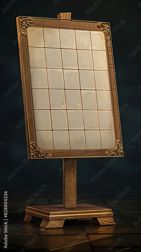 classic cartoon bingo card with wooden stand, bingo game ui, gameplay ...