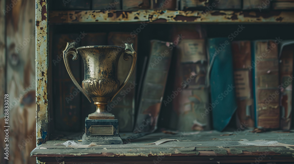 A single, worn trophy on a dusty shelf, hinting at a forgotten legacy ...