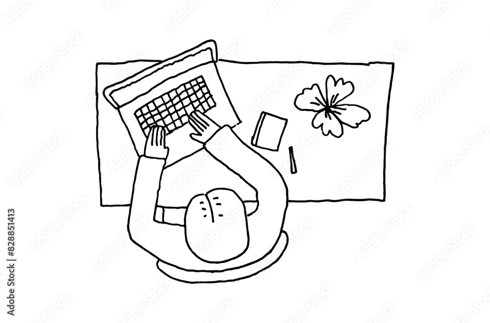 Architectural Drawings, people plan vector working laptop illustration ...