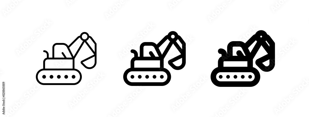 Editable excavator, tractor, machine, digger, loader vector icon ...