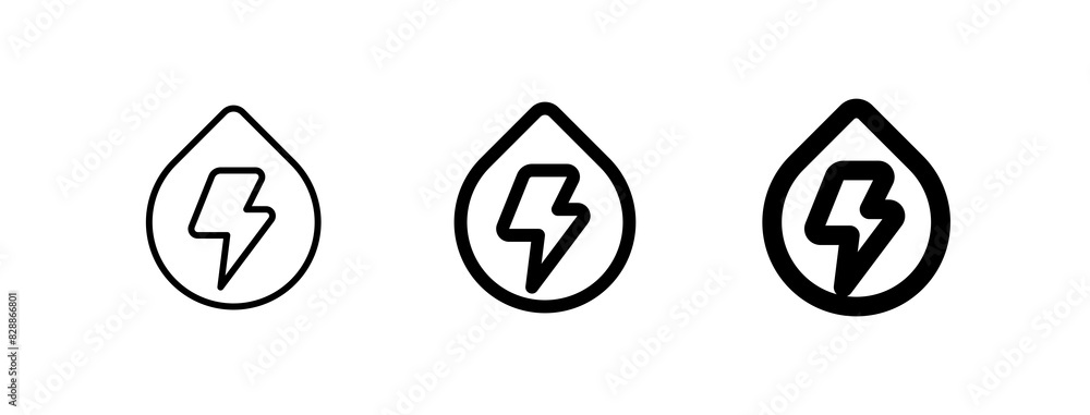 Editable hydro, water, energy, droplet, electricity vector icon ...