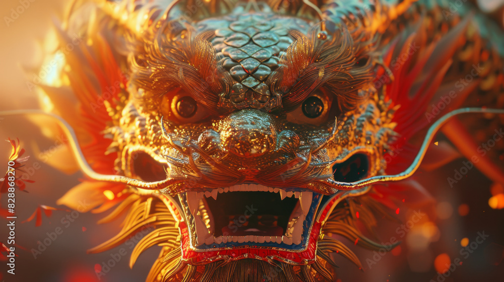chinese dragon mask, , in the style of bokeh panorama, 32k uhd, kodak ...