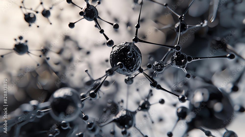 Detailed molecular structure of a carbon atom, intricate bonds, high ...