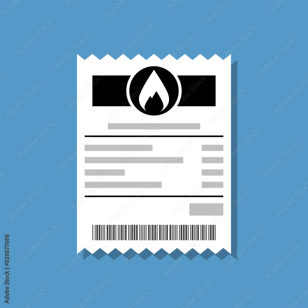 natural gas or heat receipt flat design vector illustration, increasing ...