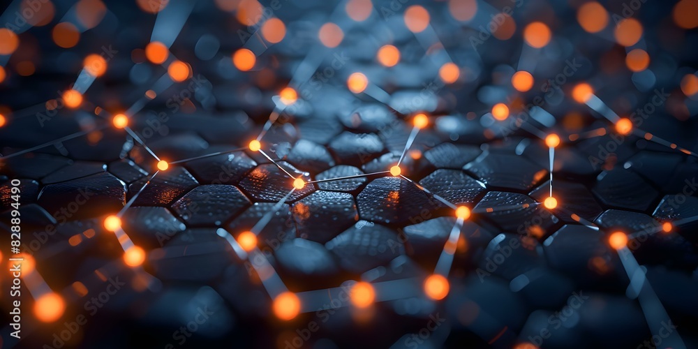 Hexagonal Grid Pattern Of Graphene Neural Network Molecular Structure