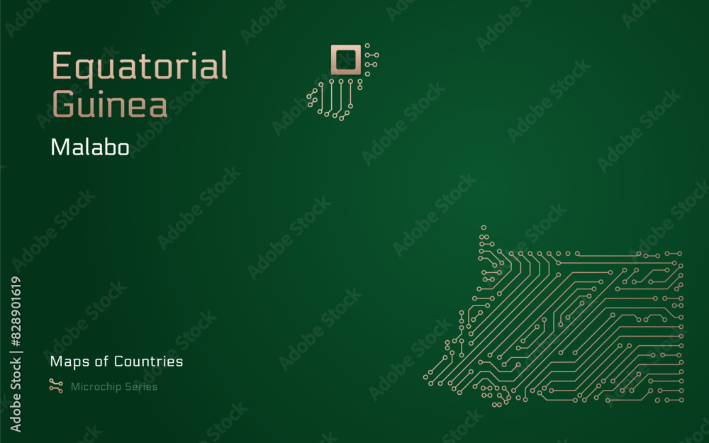 Equatorial Guinea Map with a capital of Malabo City Shown in a ...