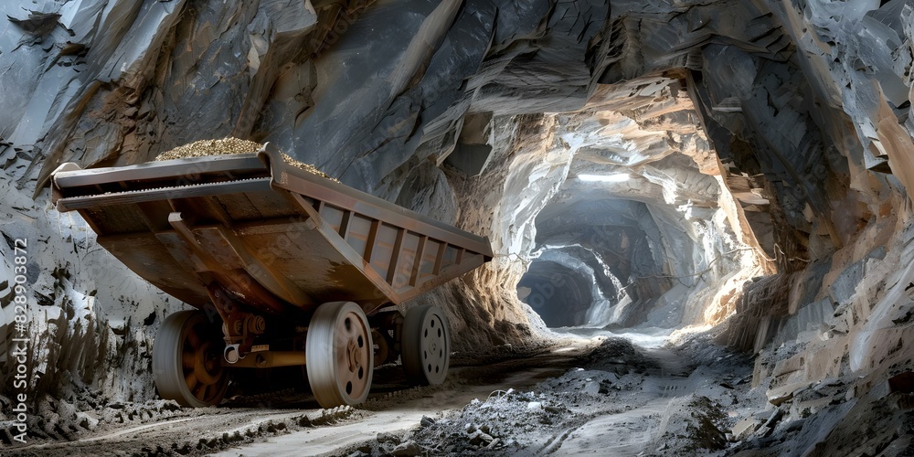 Essential Cart in Gold Mine for Transporting Ore in Mining Operations ...