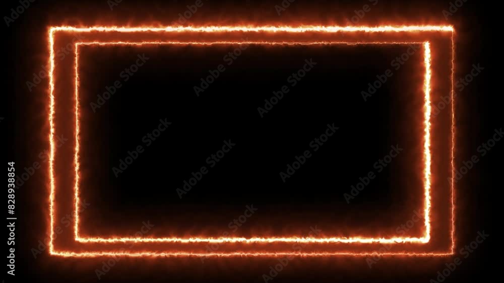 Rectangular Fire effect Animation. Fire Flame Gradually Appearing in A rectangle Frame. Burning ...