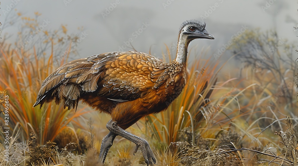 juvenile Moa Dinornithidae family with brown feathers extinct native to ...