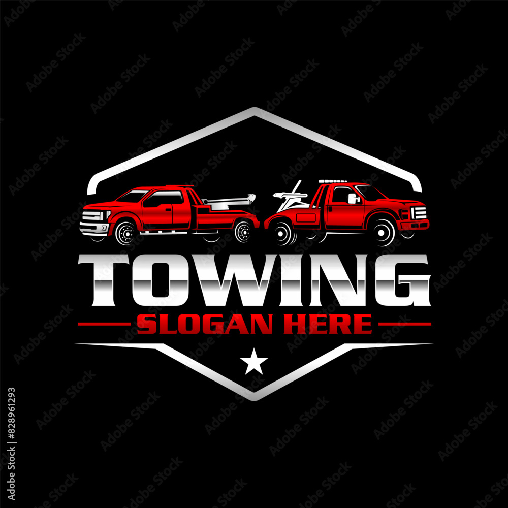 Towing truck service logo vector for transportation company. Heavy ...