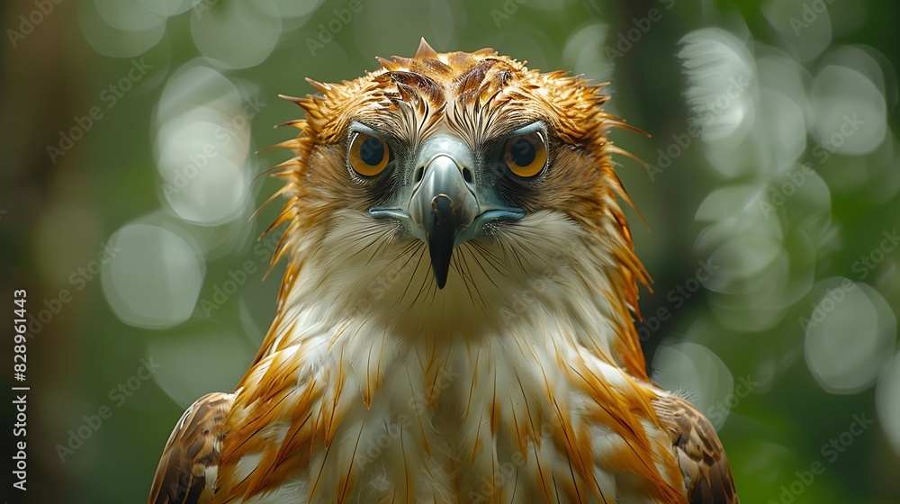 juvenile Philippine Eagle Pithecophaga jefferyi with brown and white ...