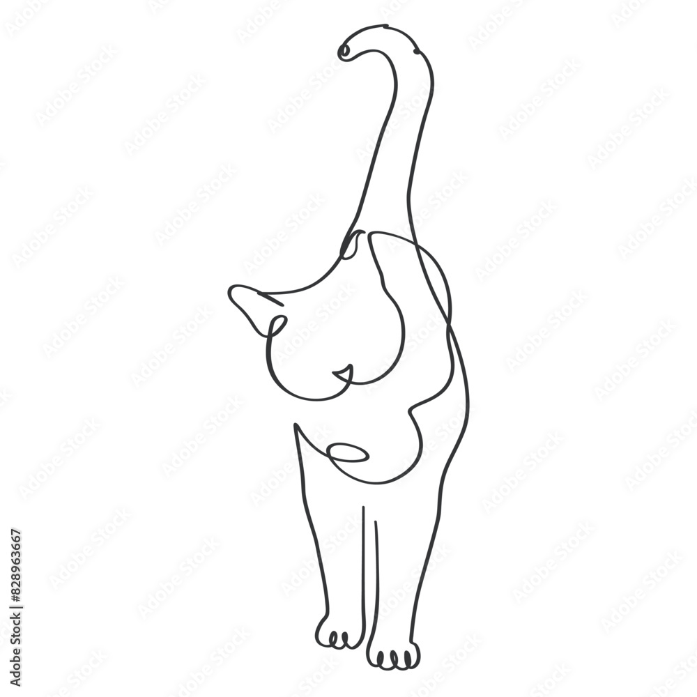 Cat continues line drawing. Pet portrait line art. Cute cat outline ...
