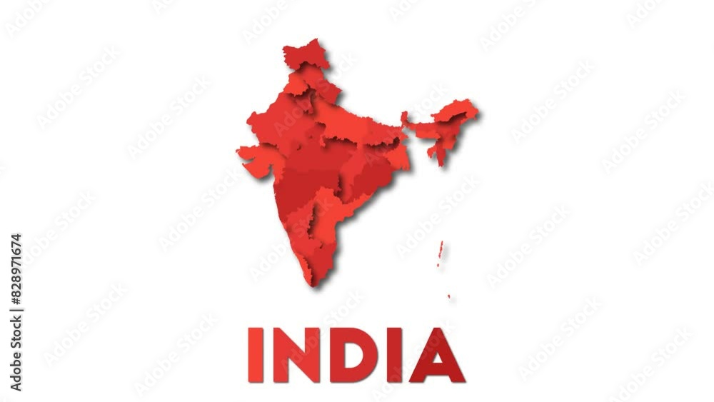 India map showing regions. Animated country map with title. 4k ...