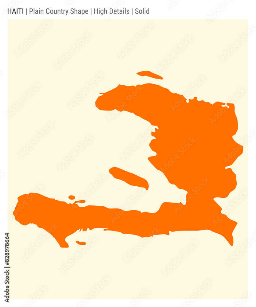Haiti plain country map. High Details. Solid style. Shape of Haiti ...