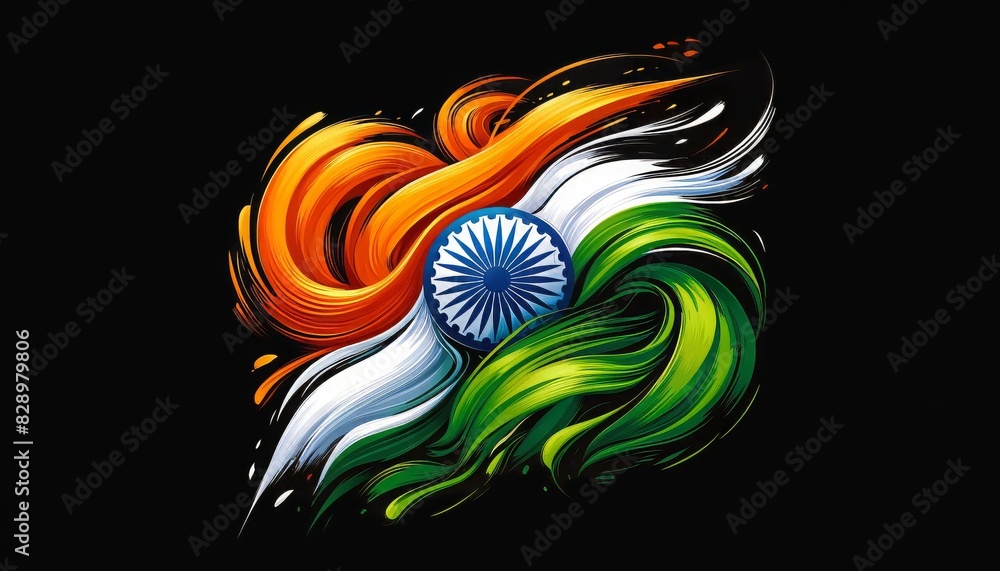abstract Indian flag, featuring artistic interpretations of the tri ...