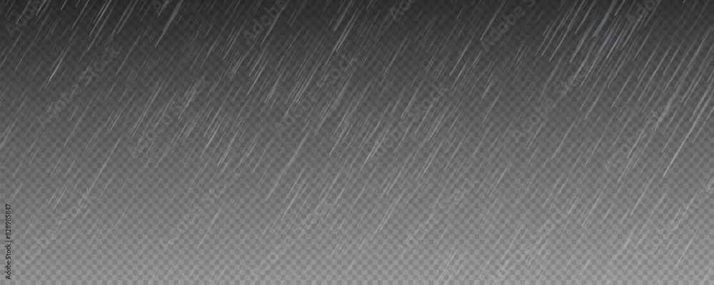 Raindrops on transparent background. Storm with rain and white cloud ...