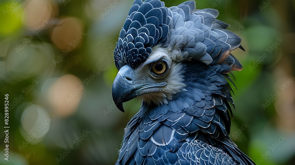 adult male Harpy Eagle Harpia harpyja with gray black and white plumage ...