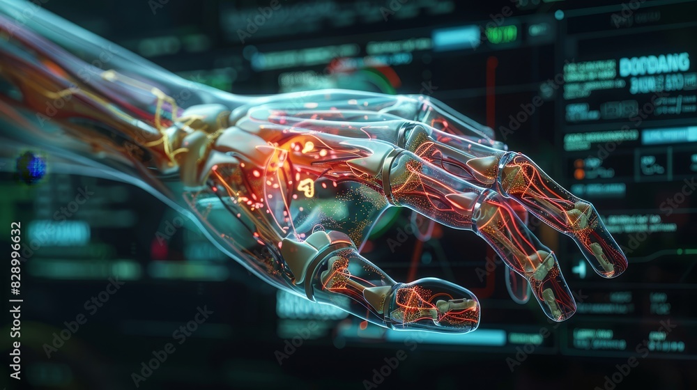 Highresolution 3D anatomical study of the human hand, illustrating ...