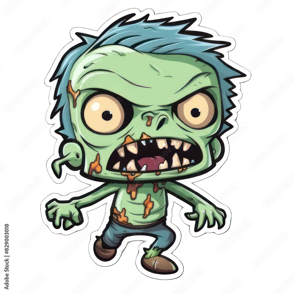 Cartoon funny zombie sticker. Zombie Sticker. Halloween stickers ...