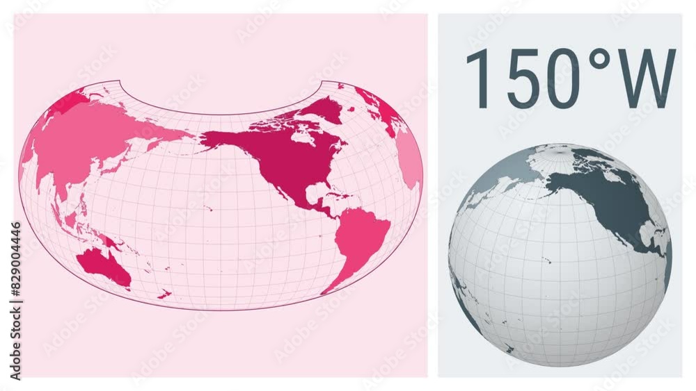 World Map Animation. Armadillo projection. Colored continents style ...