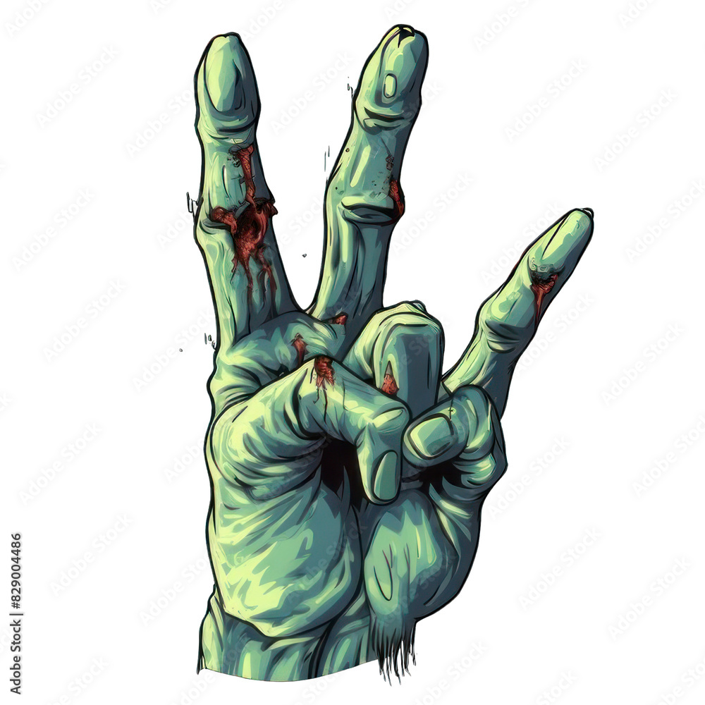 Cartoon funny zombie hand sticker. Zombie Sticker. Halloween stickers ...