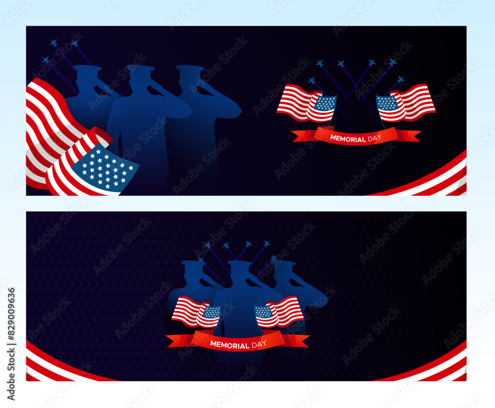 Banner design template for memorial day with american flag Stock Vector ...