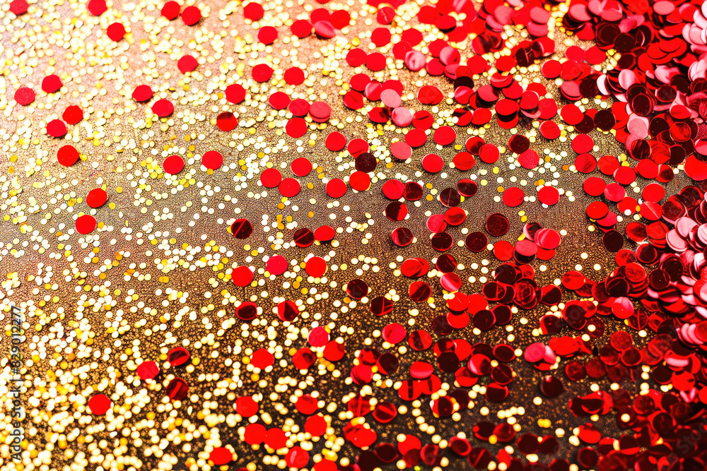 celebration red and gold sparkle confetti particle and glitter in ...