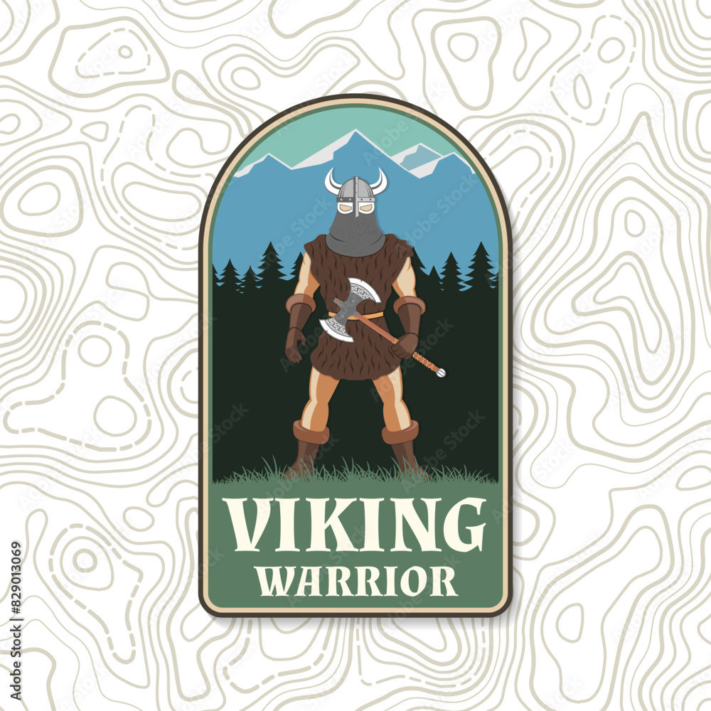 Viking warrior logo, badge, sticker. Vector illustration. For emblems ...