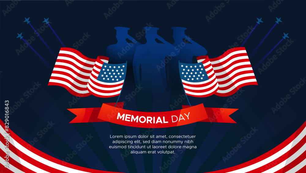 Banner design with illustration of memorial day Stock Vector | Adobe Stock